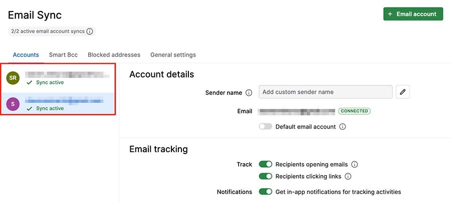 Syncing multiple email accounts - Knowledge Base | Pipedrive